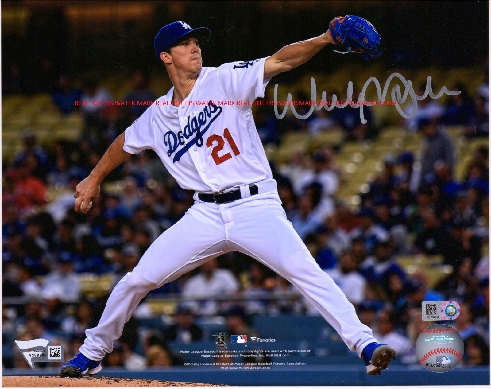 WALKER BUEHLER LA Dodgers Autographed 8 x 10 Signed Authentic Photo ...