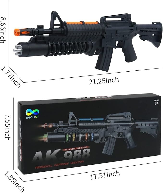 22 -Inch AK988 Kids Toy Rifle w/ Lights Sounds & Moving Muzzle Battery ...