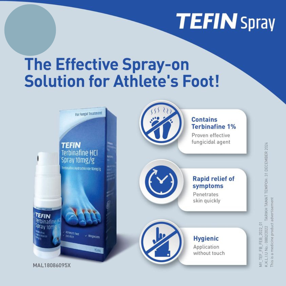 Tefin Terbinafine HCI Spray Fungal Treatment 10mg/g 15ml | eBay