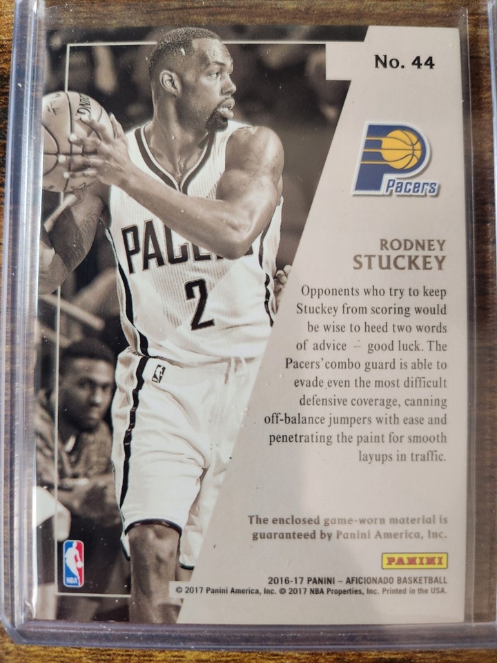 2016-17 Aficionado Rodney Stuckey Authentics Jersey Relic 71/175 #44 ...
