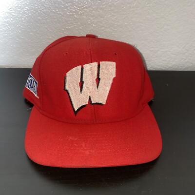 Vintage 90s Wisconsin Badgers NUTMEG Snapback Hat Big Logo Vtg USA Made ...