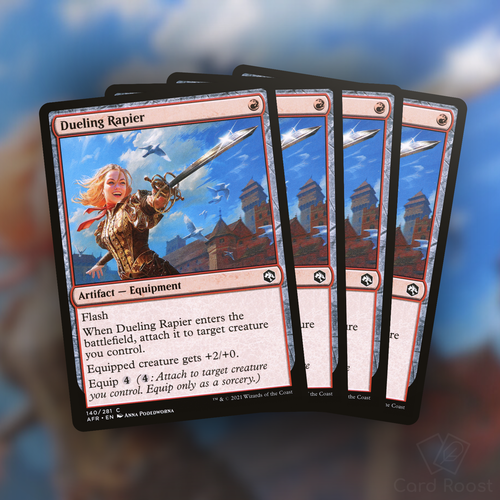 MTG Magic x4 Dueling Rapier 140/281 AFR Red Artifact Equipment Playset ...