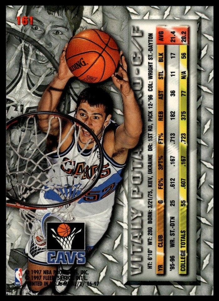 Vitaly Potapenko 1996-97 Metal #161 RC Cleveland Cavaliers | eBay