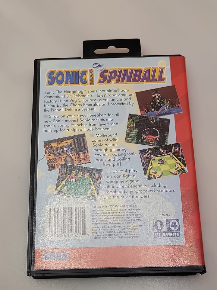 VTG Sega Genesis Sonic Spinball Hedgehog Complete CIB Box Cart Manual ...
