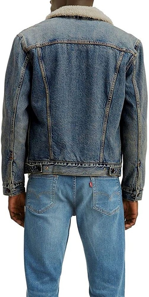Levi's Men's Type III Sherpa Jacket Mustard Blue Denim Medium 163650044 ...