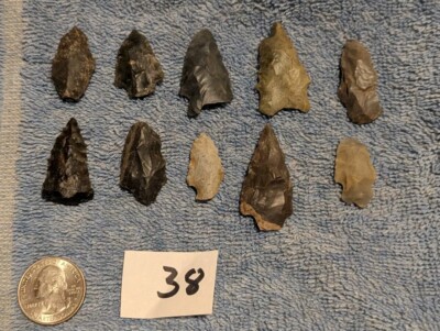 Group of 10 Authentic Field Grade Arrowheads- Found In Tennessee Lot 38 ...