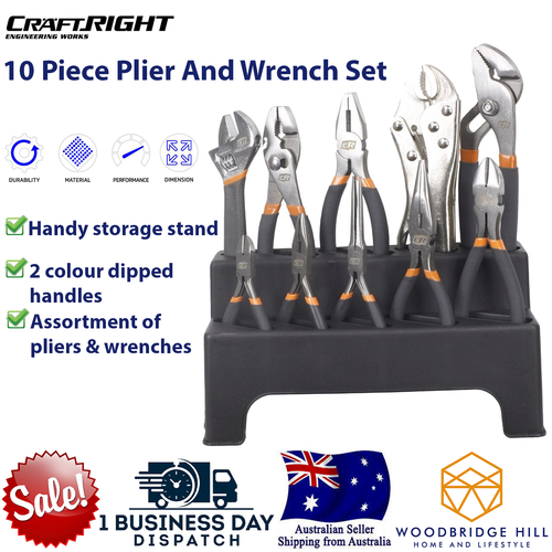Craftright 10 Piece Plier And Wrench Set Tools Garage Handy Storage ...