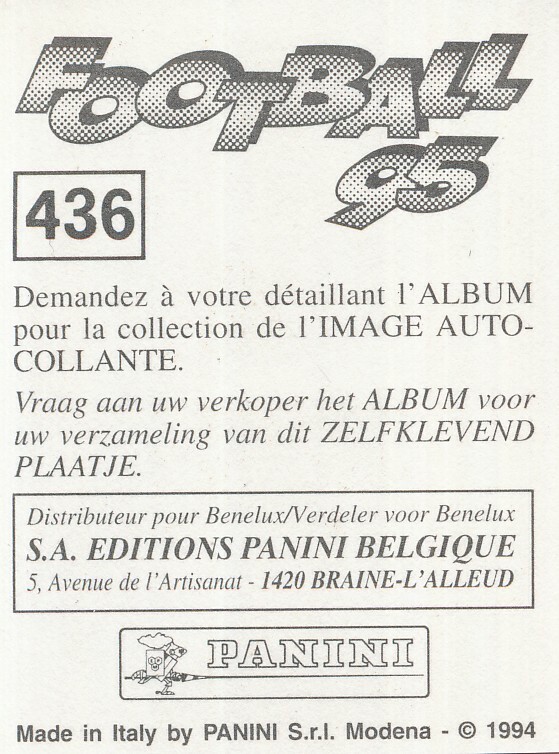 436 PATRICK VAN GEEM / DIDIER PIOT # KV.KORTRIJK STICKER FOOTBALL 95 ...