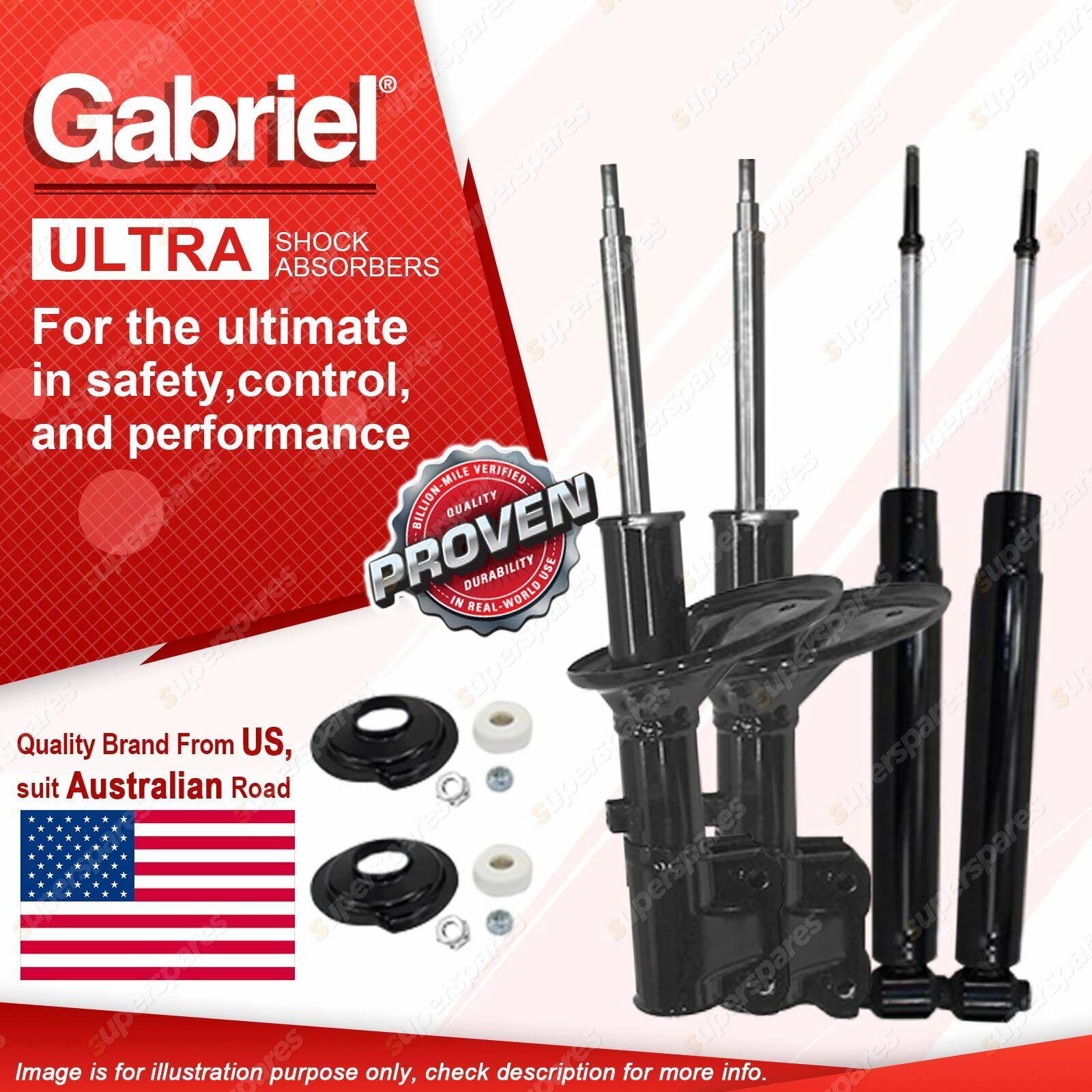 Gabriel Front + Rear Ultra Shock Absorbers for Hyundai Lantra J1 Sedan ...