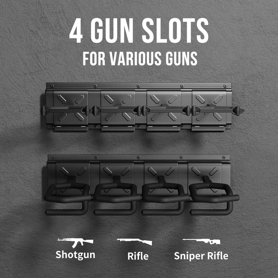 Gun Rack Indoor Wall Mount 4-Slot Vertical Rifle Shotgun Rack Display ...