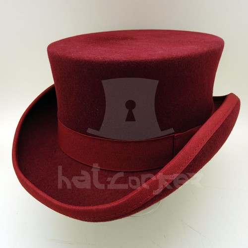 VINTAGE Wool Felt Men Top Hat Coachman Topper Victorian NEW | Burgundy ...