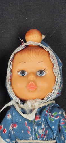 Vintage 3 faced baby doll happy sad sleeping Floral Outfit 8" Plastic ...