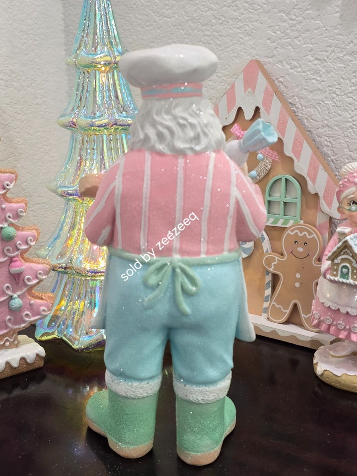 Christmas Pastel Santa Clause Baking Gingerbread Cookie Bakery Figurine ...