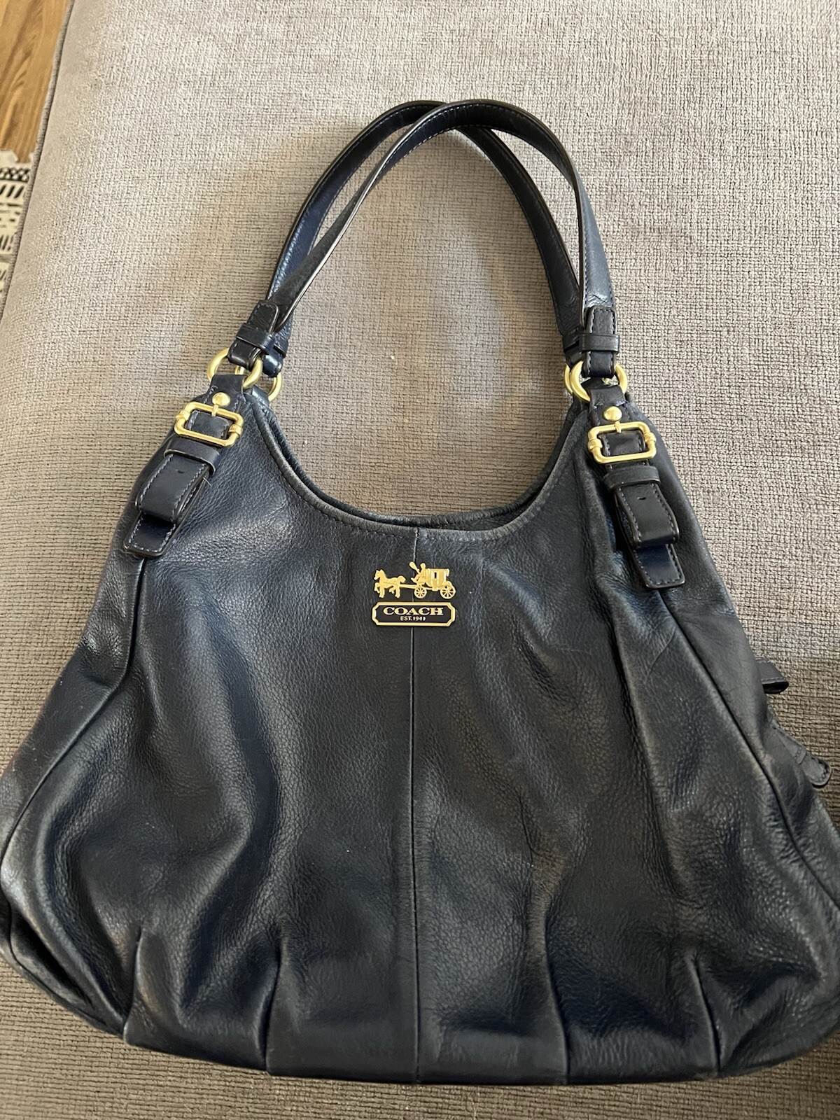 Coach Madison Maggie Navy Vintage Hobo Bag - Gem