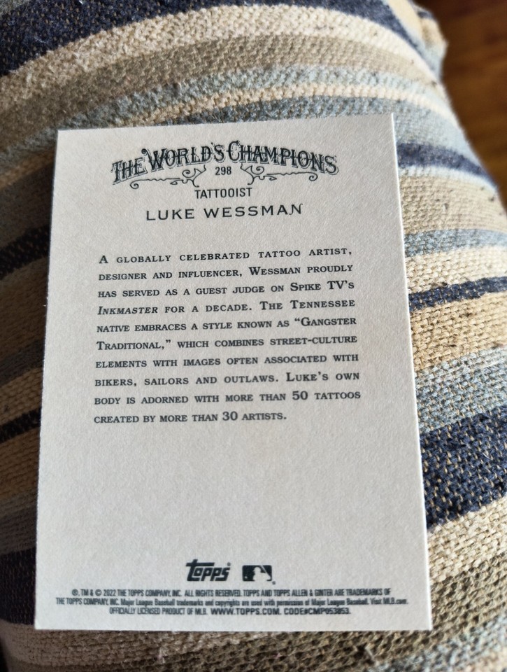 LUKE WESSMAN (TATTOO ARTIST) 2022 TOPPS ALLEN AND GINTER'S #298 FREE ...