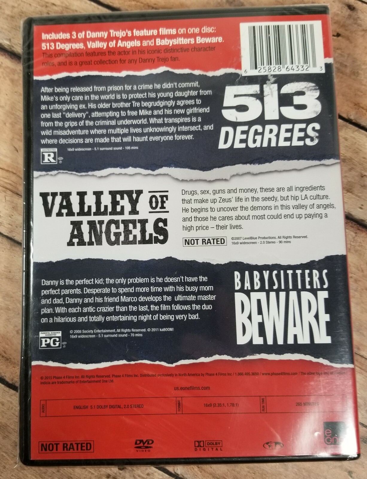 Danny Trejo Triple Feature DVD 513 Degrees,Valley of Angels,Babysitters ...