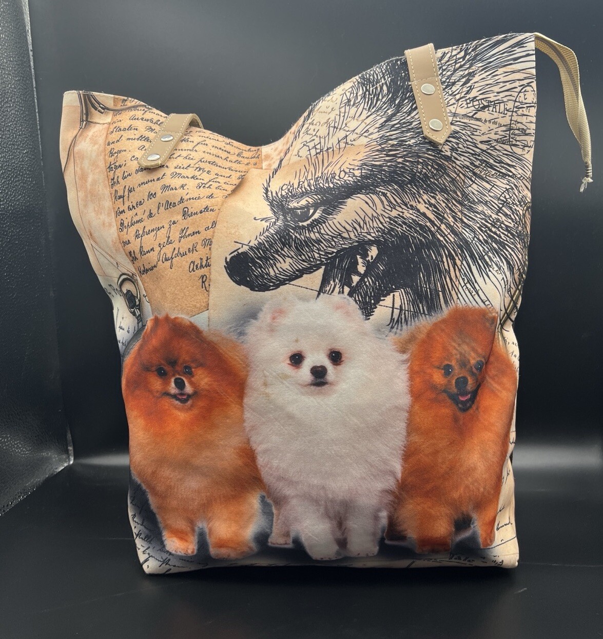 Pomeranian Dog Tote Bag with zipper closure, preowned 16x15 purse | eBay