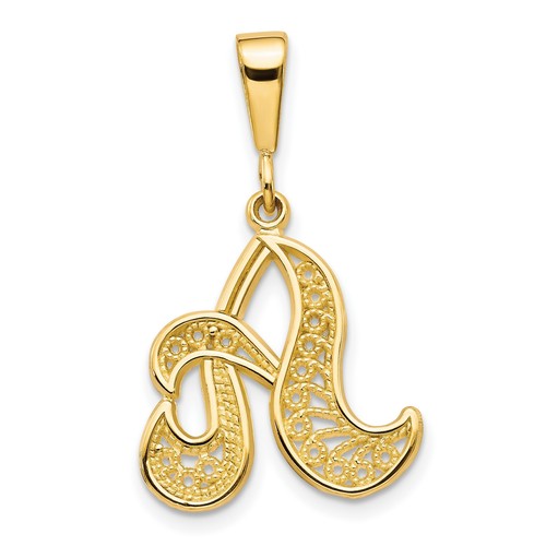 10K Yellow Gold Script Initial A Charm | eBay