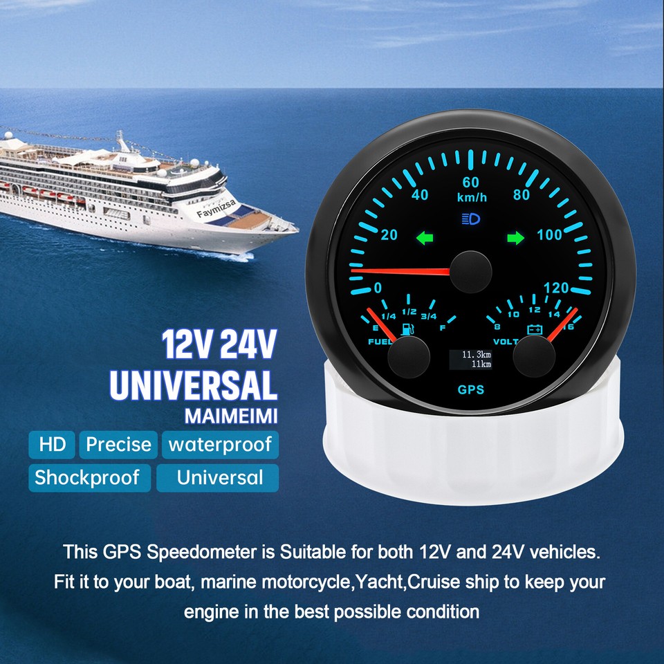 2 Gauge Set 85mm GPS Speedometer 120kmh/Fuel/Volt 85mm Tachometer/Oil ...
