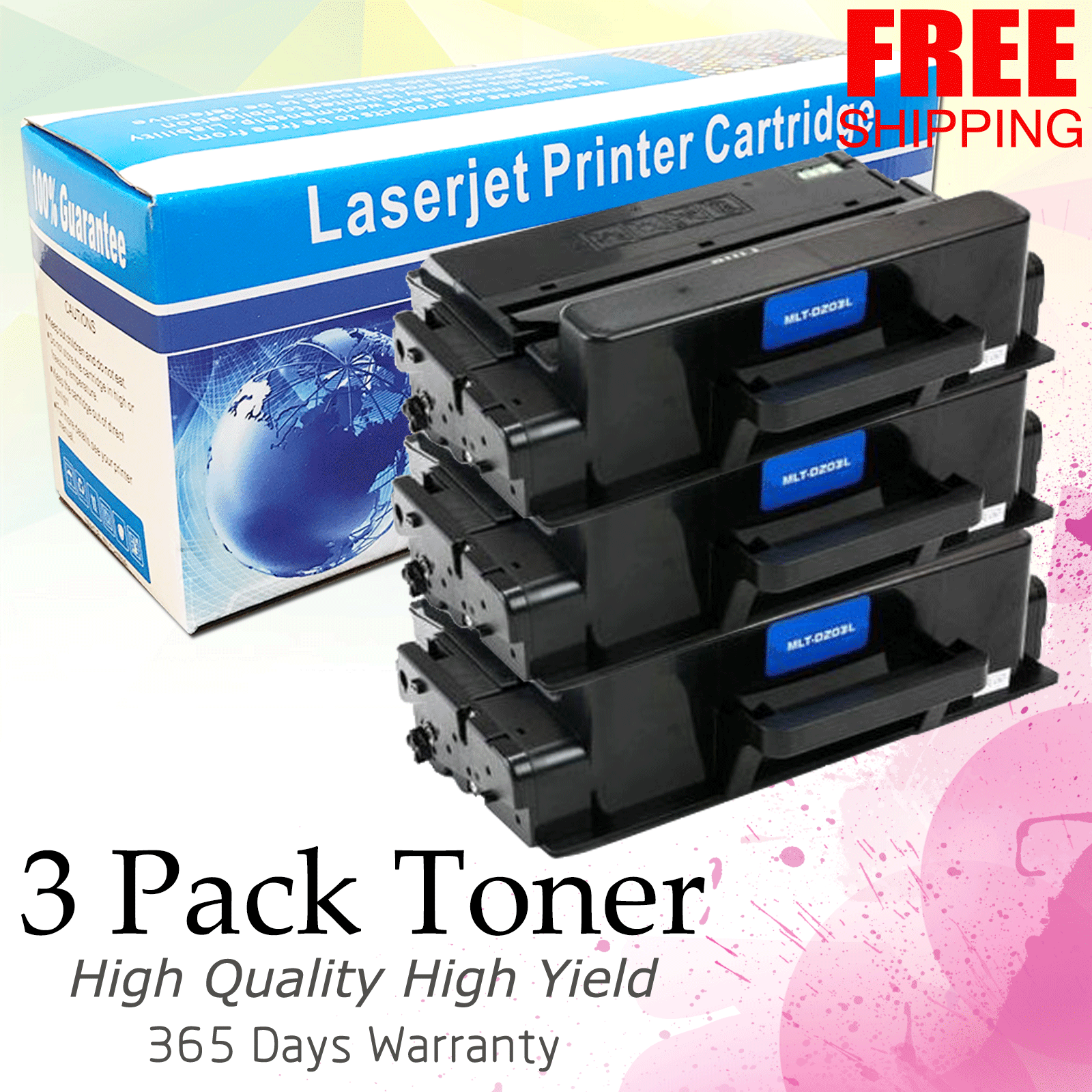 3 PK MLT-D203L Toner For Samsung 203 ProXpress M3320ND M3370FD M3870FW ...