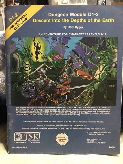D & D Dungeon Module D1-2, Descent into the Depths of the Earth | eBay