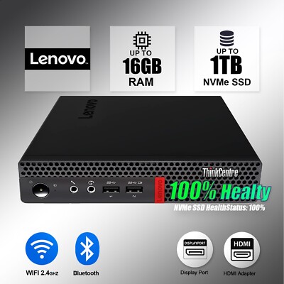 Lenovo Micro Desktop Computer PC, Up to 16 GB RAM 1TB SSD, Windows 11/ ...