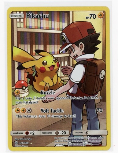 POKEMON PIKACHU 241/236 FULL ART SECRET RARE SUN & MOON COSMIC ECLIPSE LP-NM | eBay