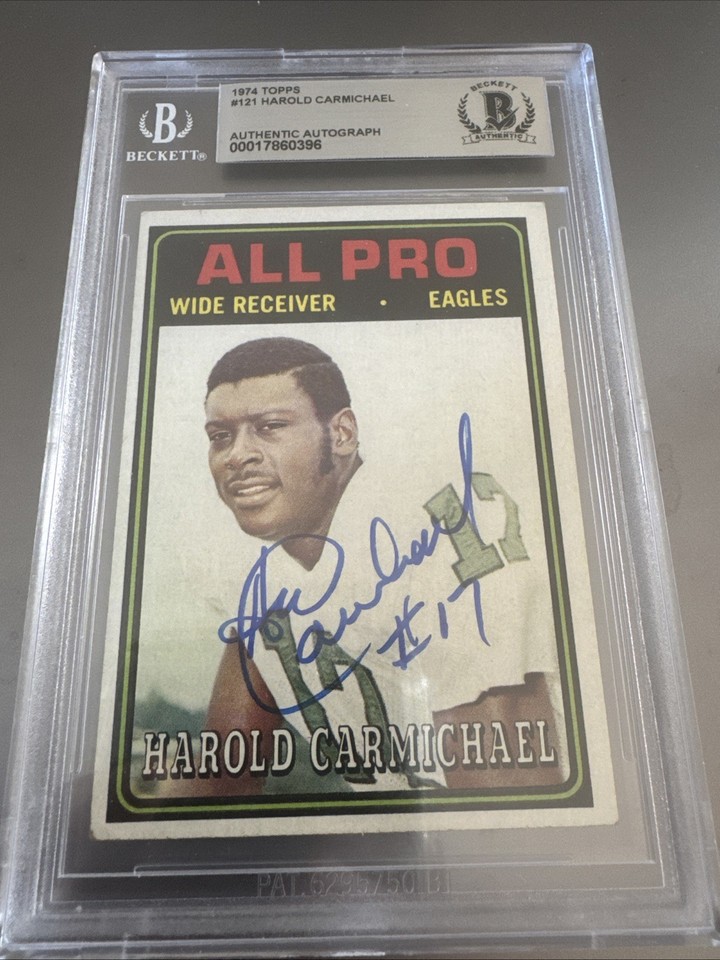Harold Carmichael RC Auto signed 1974 Topps Rookie Card Eagles HOF ...