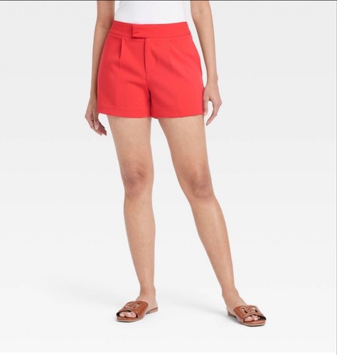 Women's High-Rise Tailored Shorts - A New Day™ Red 6: NWT 4” inseam | eBay
