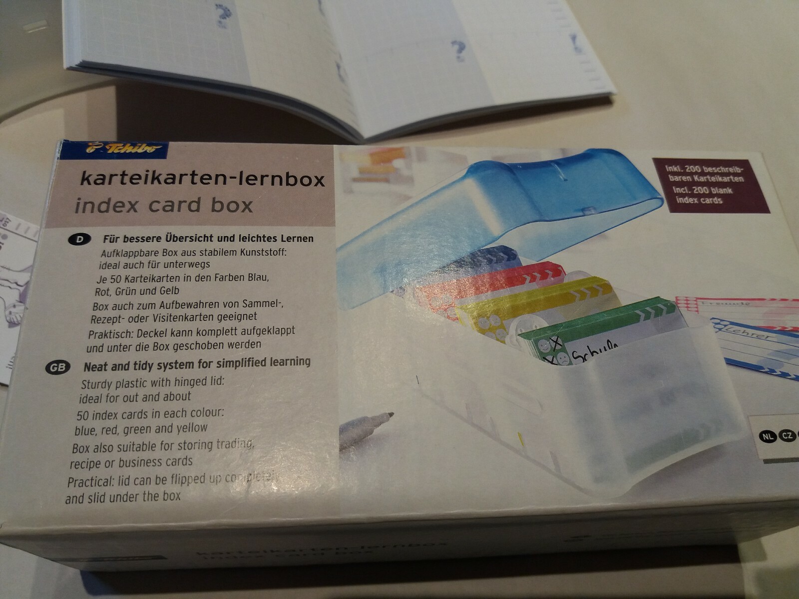 Karteikarten-Lernbox Tchibo Vokabel Box mit Lernkärtchen Heft ...