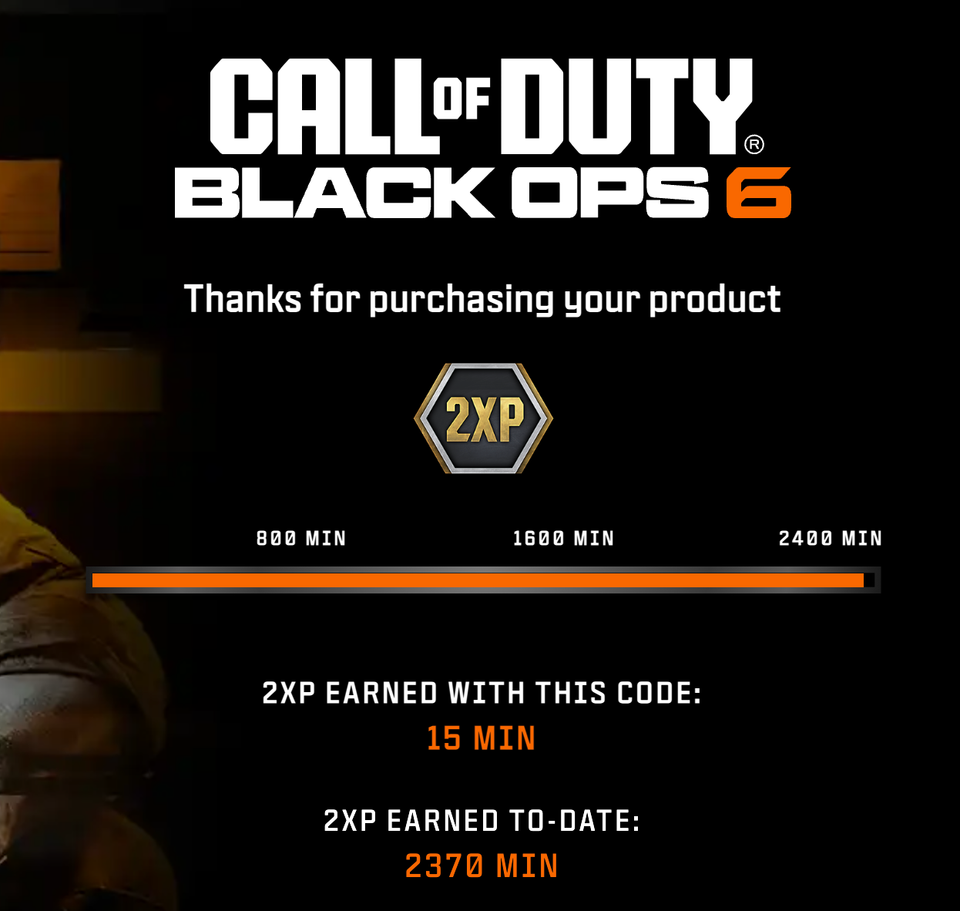 🔥 BLACK OPS 6 40 HOURS 2XP CODES - Call of Duty BO6 Double XP ⚡INSTANT ...