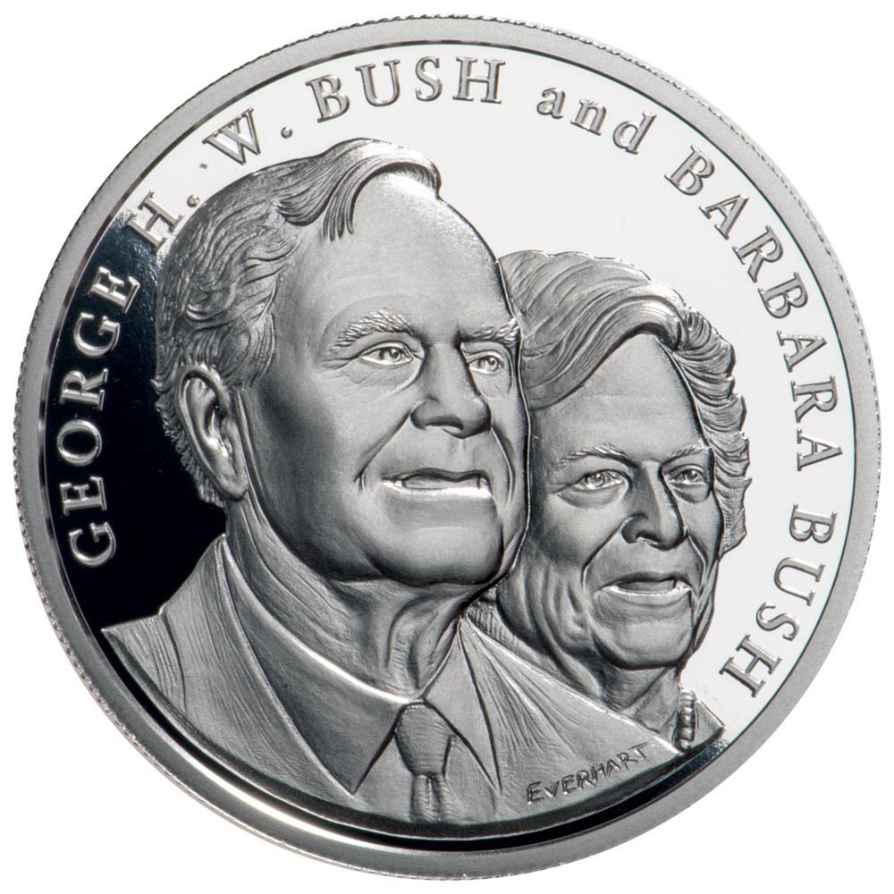 1989-1993 George & Barbara Bush Commemorative 1 oz Silver Proof Medal ...