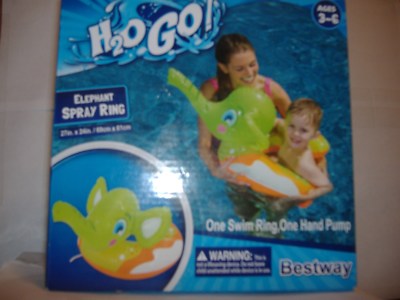 H2OGO! ELEPHANT SPRAY RING HAND PUMP INFLATABLE FLOAT AID WATER FUN ...