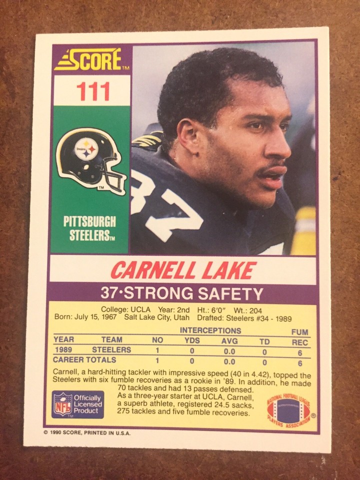 Carnell Lake 111 Score 1990 NFL Football Trading Card | eBay
