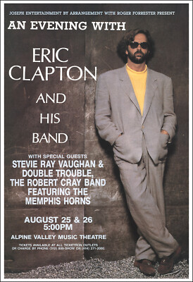 ERIC CLAPTON STEVIE RAY VAUGHAN 90 Concert Poster Alpine Valley Music ...