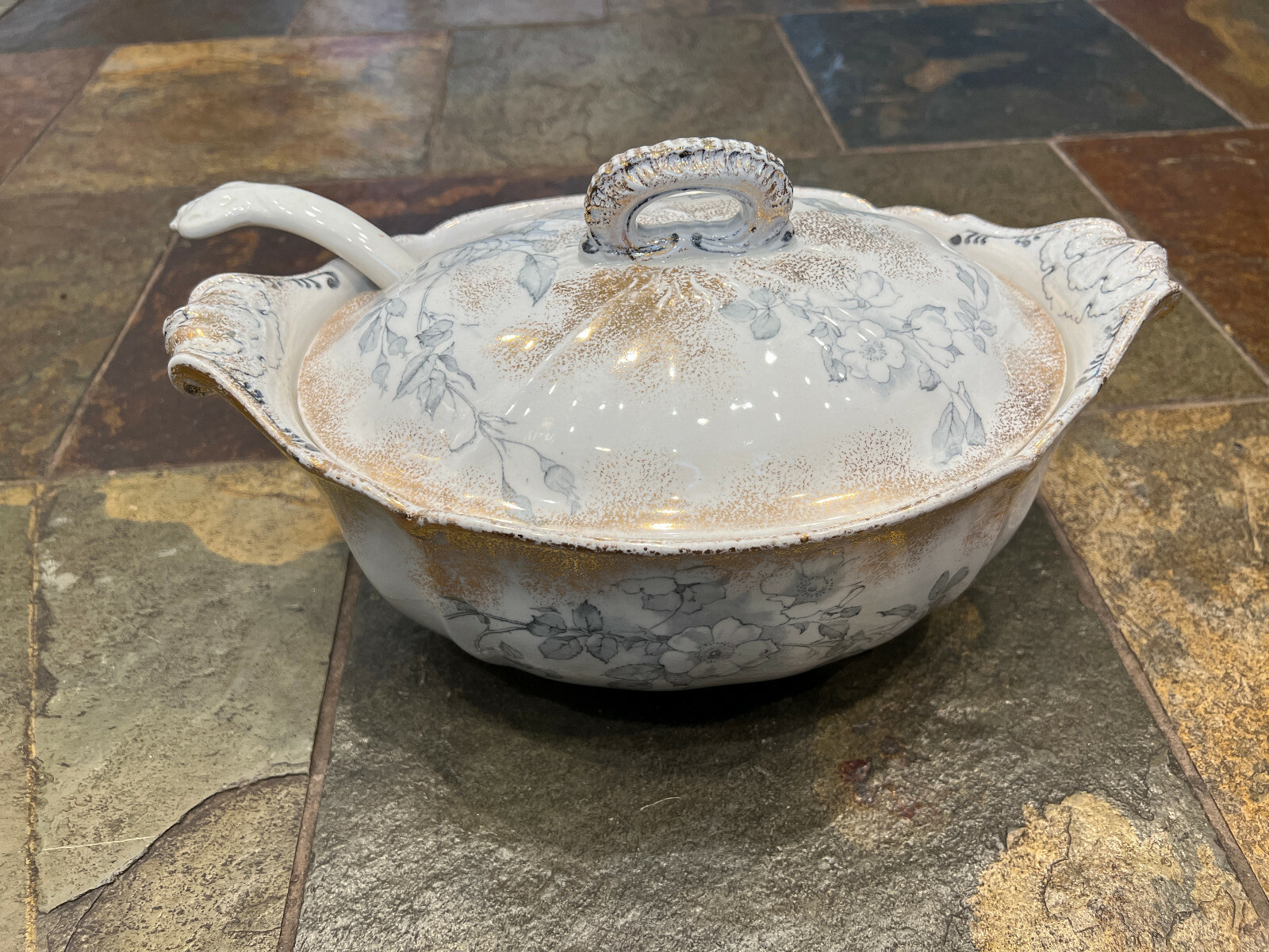 1895-1913 Furnivals Wild Rose Soup Tureen with Ladle China Made in ...