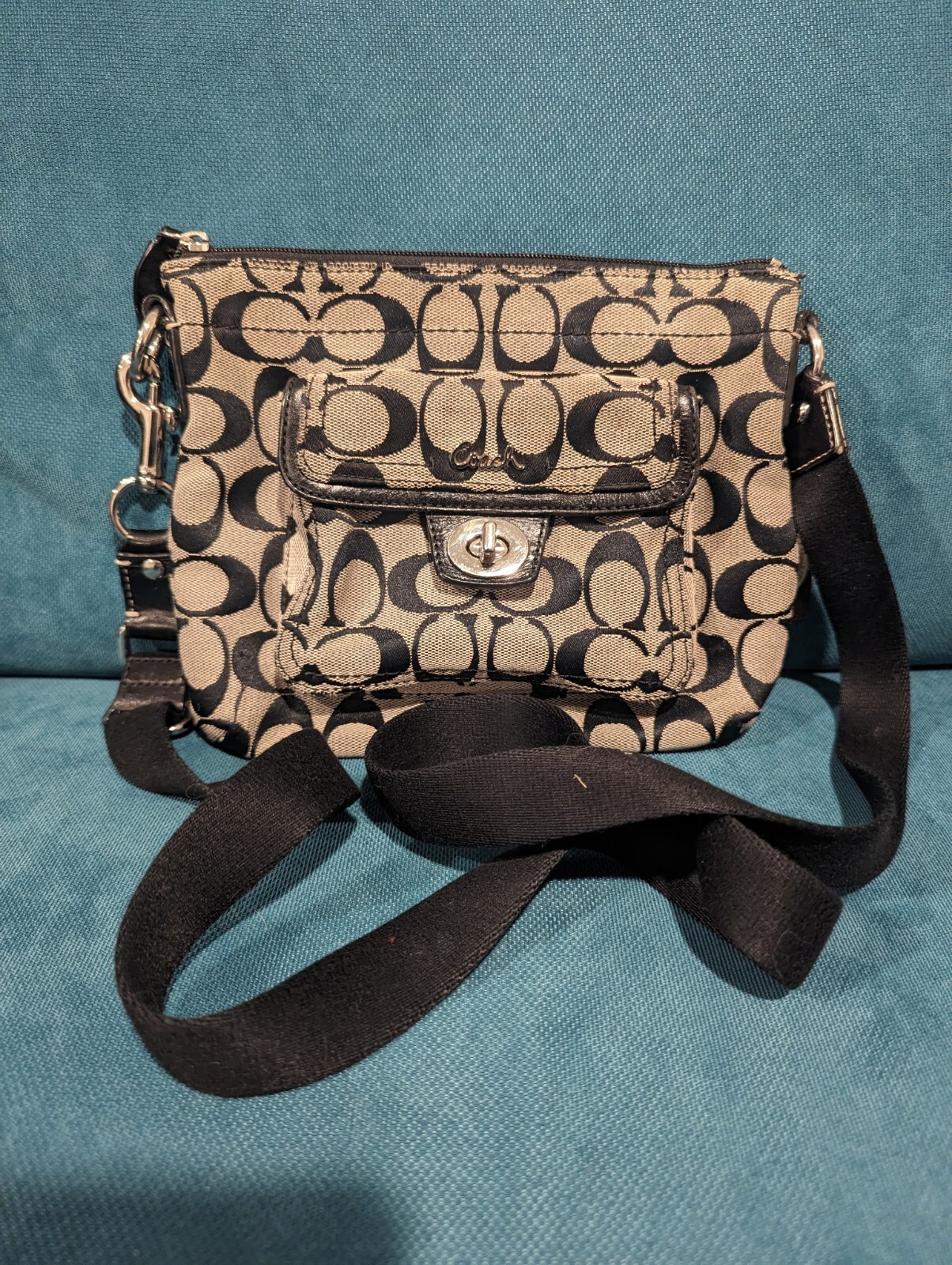 Coach C Pattern Bag w/ Shoulder Strap Black & Gray - Gem
