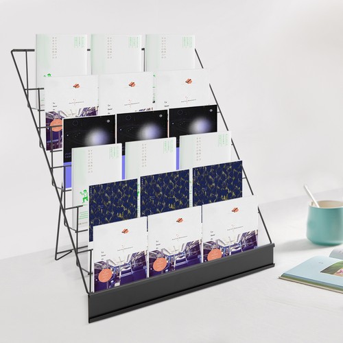 6 Tiers Black Tabletop Book Rack & Magazine Rack, Book Display Stand ...