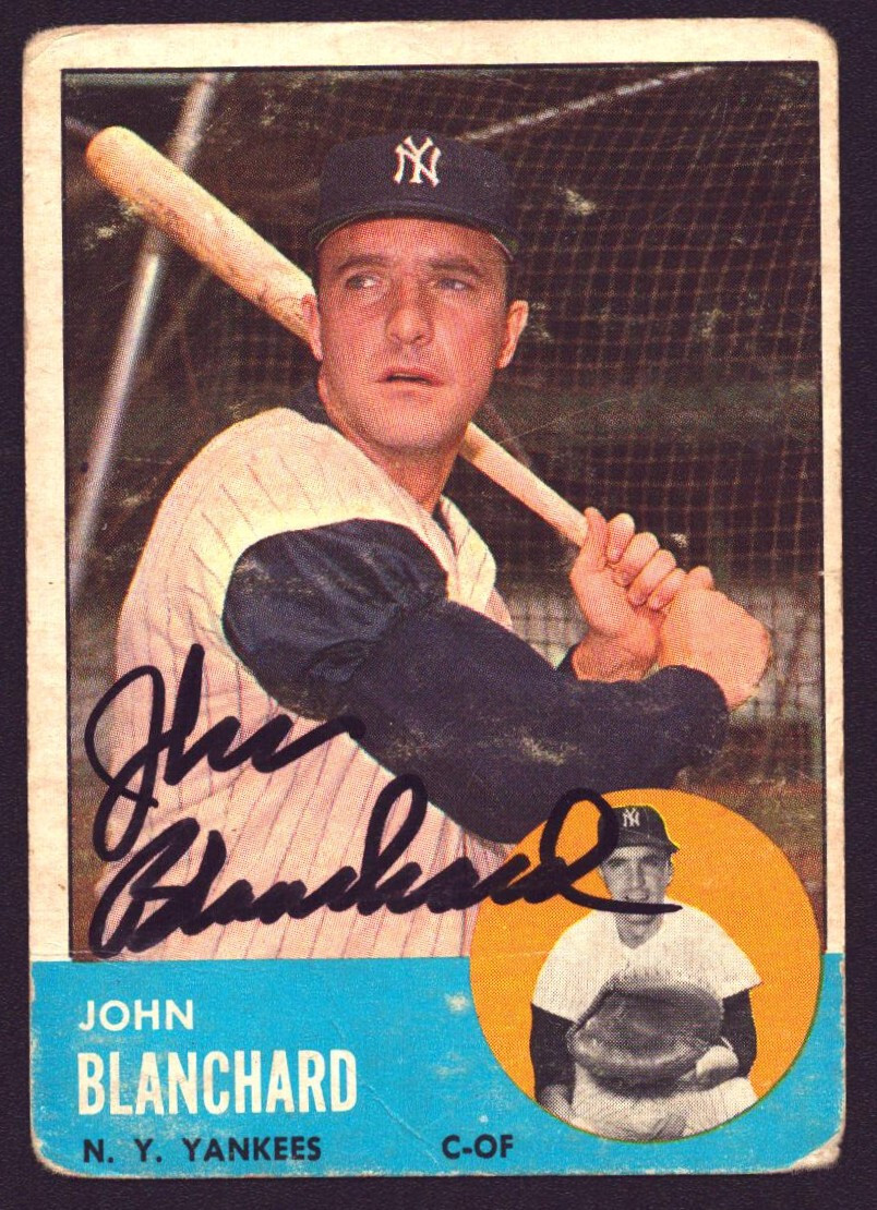 JOHNNY BLANCHARD 1963 Topps #555 AUTOGRAPH YANKEES Auto Signed A's ...
