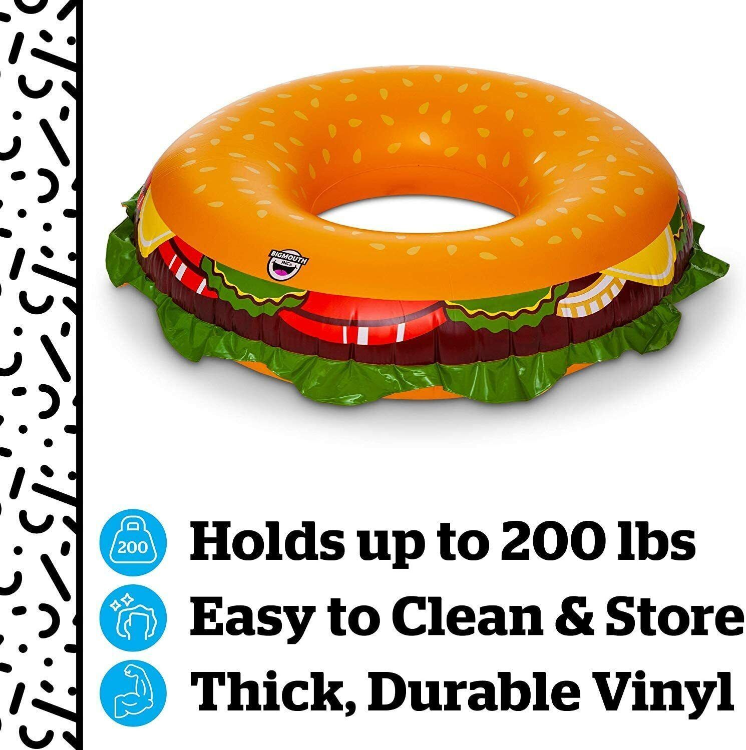 THE CHEESEBURGER Pool Float Tube - Inflatable Swimming Vinyl Raft ...