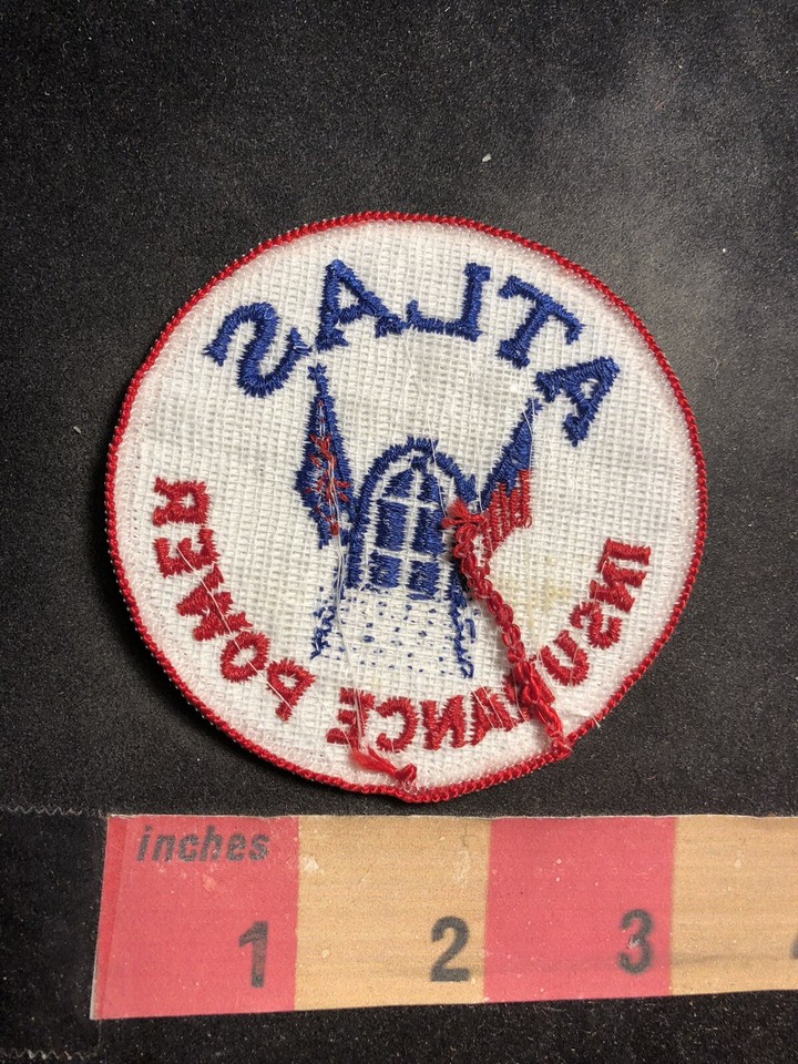 Vtg ATLAS INSURANCE POWER Advertising Patch - Insurance Industry C80X ...