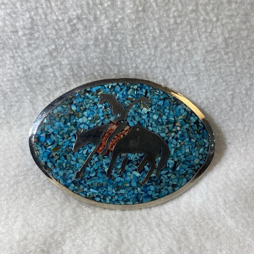 Vintage Rodeo Bucking Bull Turquoise Chip Belt Buckle | eBay