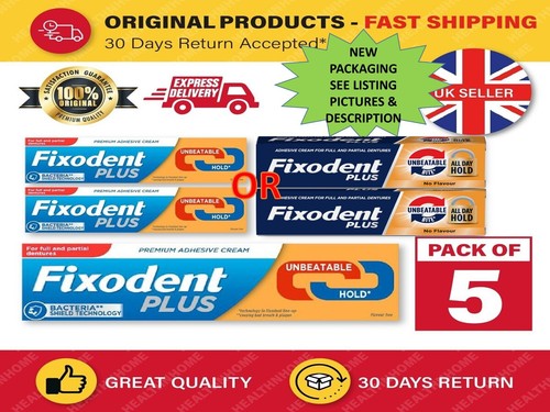 5 x Fixodent Plus Dual Power Best Hold 40g Denture Premium Adhesive ...