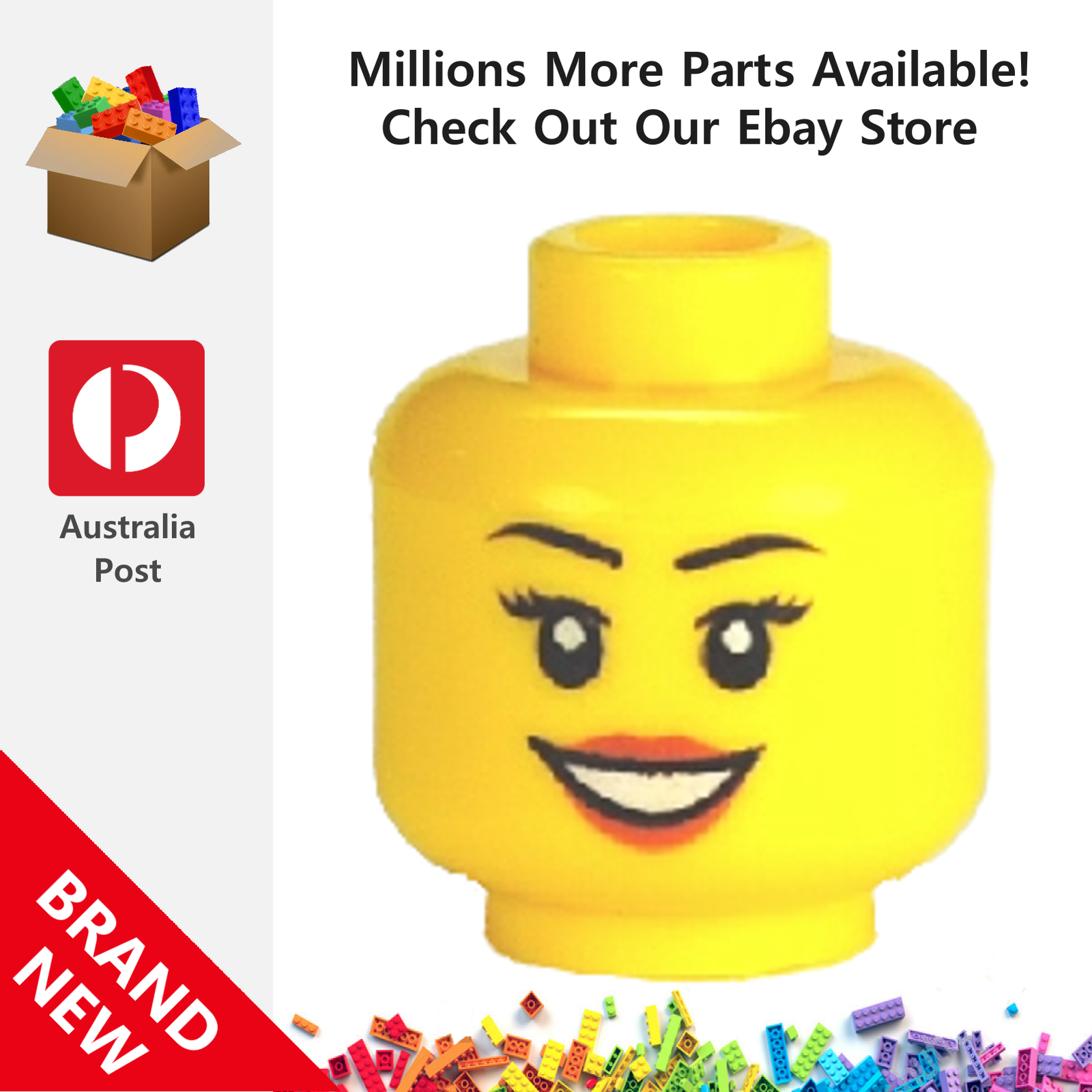 Genuine LEGO™ Yellow Minifigure Head Female Black Eyebrows 3626 4651443 ...