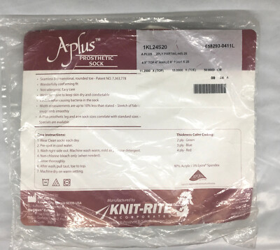 Knit-Rite A-Plus Prosthetic Sock, 2Ply Partial, 1KL24S20 | eBay