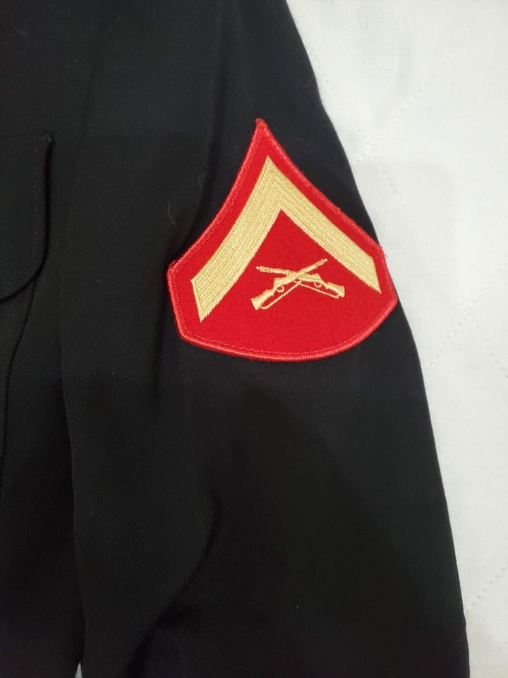 USMC US MARINE CORPS DRESS BLUES JACKET 40 XS Lance Corporal Crown ...