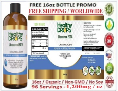LIPOSOMAL EDTA CHELATING "CALCIUM DISODIUM" ORGANIC 96 SERVING 16oz Exp ...