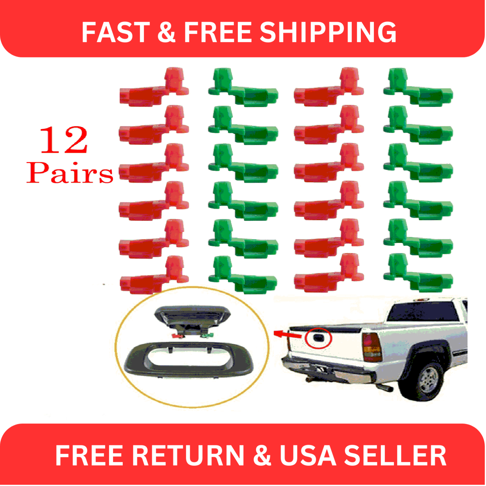 12pair Tailgate Handle Rod Clips LH RH Fit 1999-2007 Chevy Silverado ...