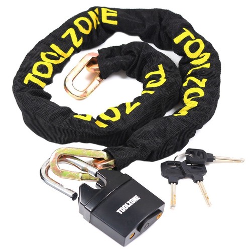 HEAVY DUTY STRONG 1.1m CHAIN & 65mm KEY PADLOCK Secure Lock Ups Bikes ...