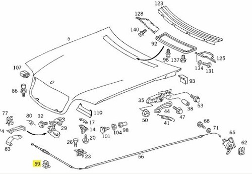 Mercedes hood release cable clip A0009950148 Genuine | eBay